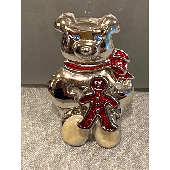 Vintage | Jewelry | Vintage Silvertone Teddy Bear Christmas Pin With ...